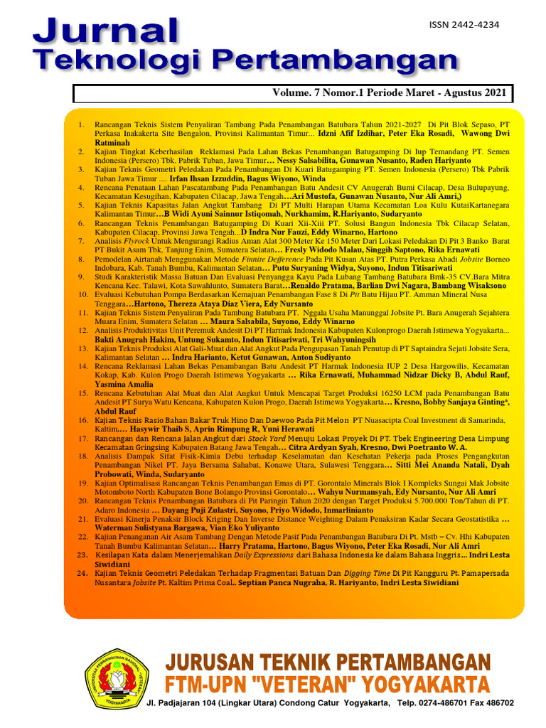 JPT Vol. 7 Nomor 2 Maret-Agusuts 2021 | PDF | Teknologi & Rekayasa