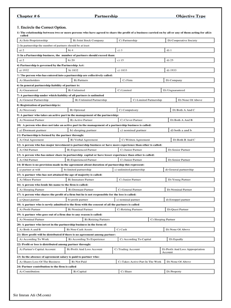 Chapter 6 Partnership | Download Free PDF | Partnership | Debits And Credits