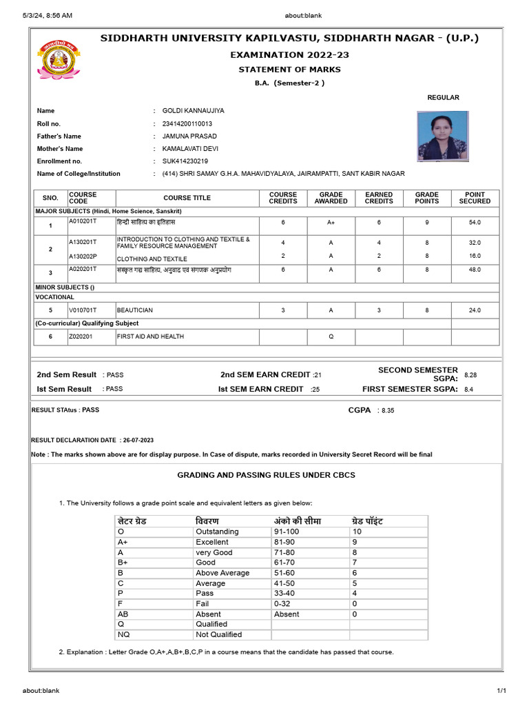 Siddharth University Kapilvastu, Siddharth Nagar - (U.P.) : EXAMINATION ...