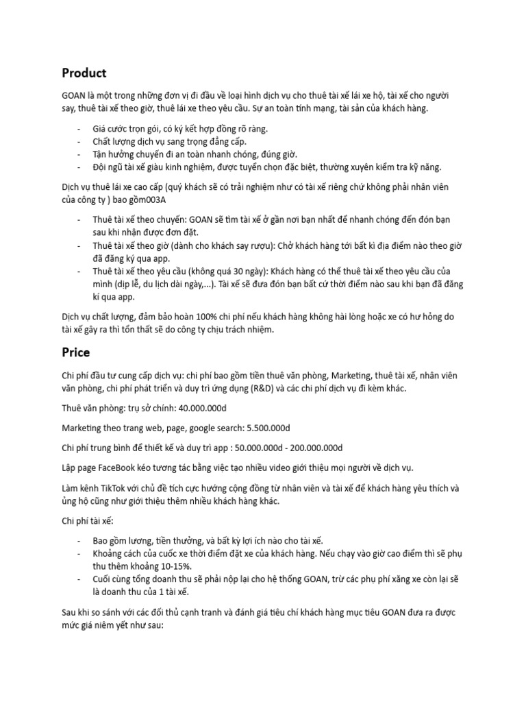 Marketing Mix 4P GOAN | PDF
