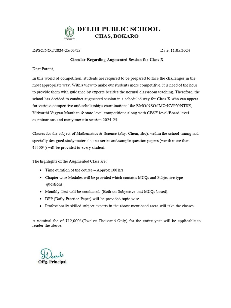 0015-Circular For Augmented Class For STD X - 11-05-2024-1 | PDF ...