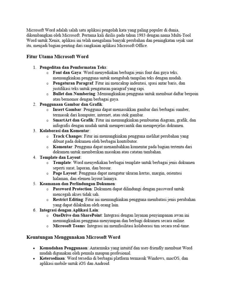 Microsoft Word Adalah Salah Satu Aplikasi Pengolah Kata Yang Paling ...