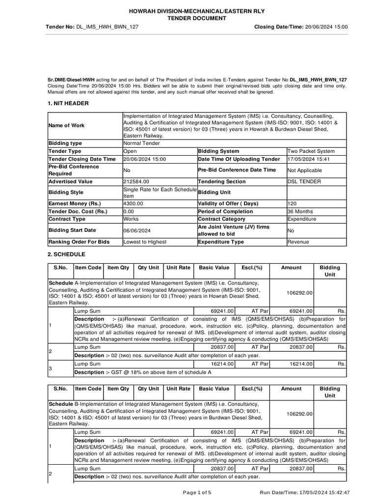 RLY IMS 28.05.2024 Howrah | PDF | Business