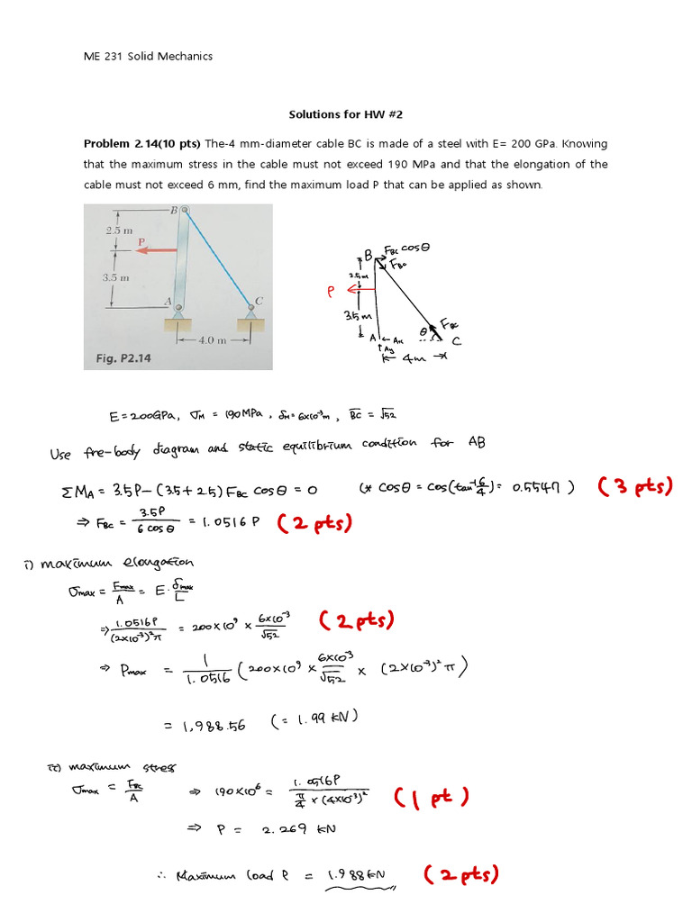 HW#2 Solution | Download Free PDF | Stress (Mechanics) | Young's Modulus