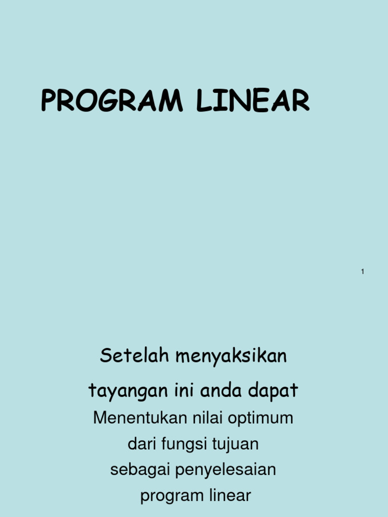 Program Linear | PDF