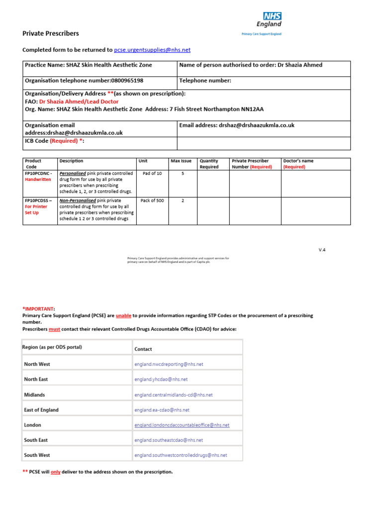 Private Prescriber Order Form | PDF | Medical Prescription | Medical ...