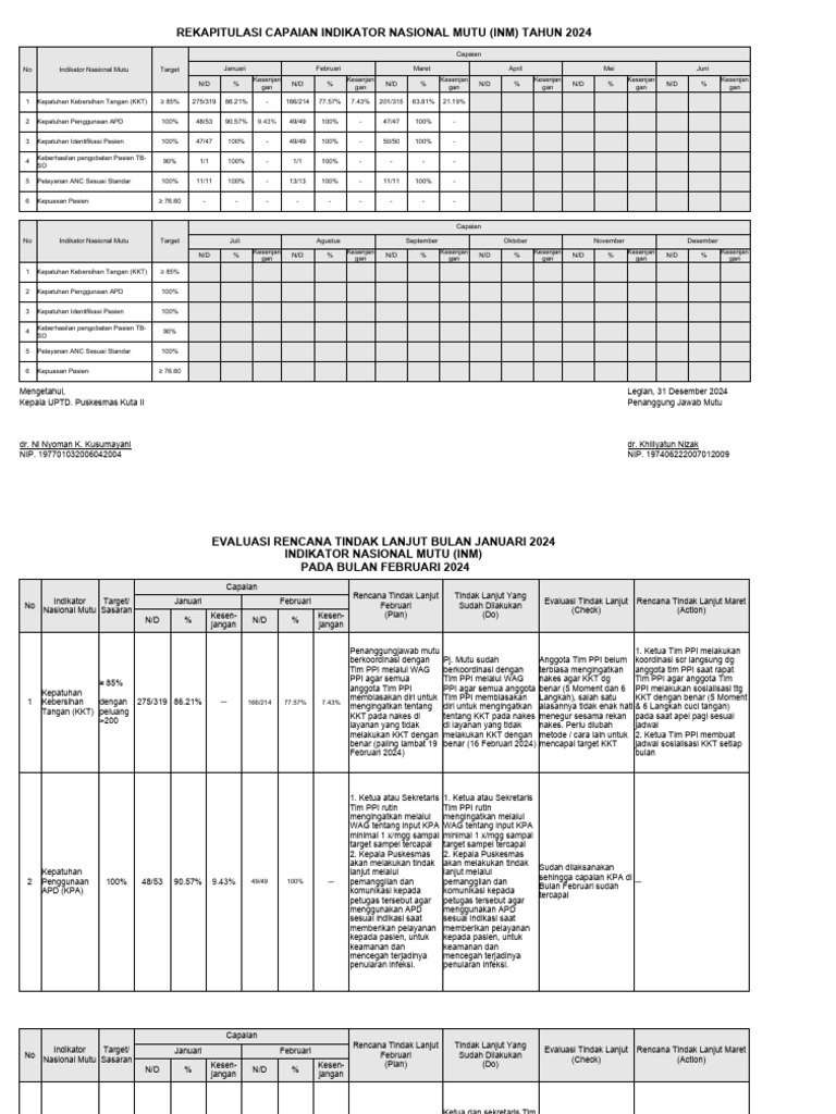 Laporan PDCA INM Februari 2024 | PDF