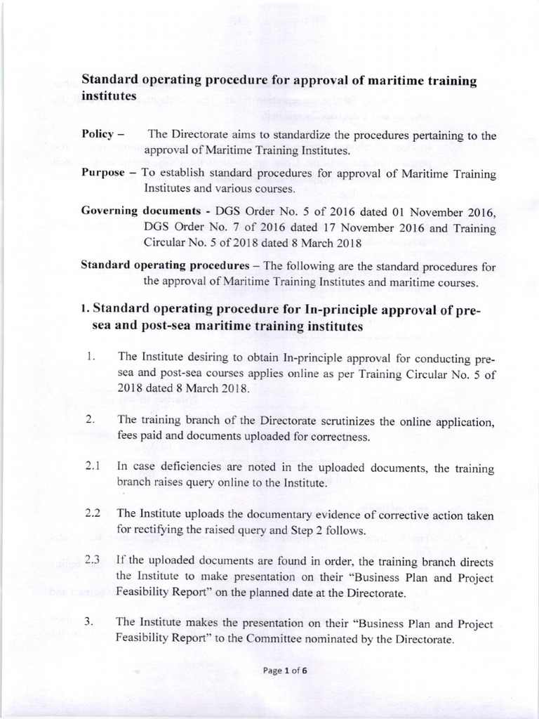 SOP Maritime TRG Ins Revised 070618 | PDF | Justice | Crime & Violence