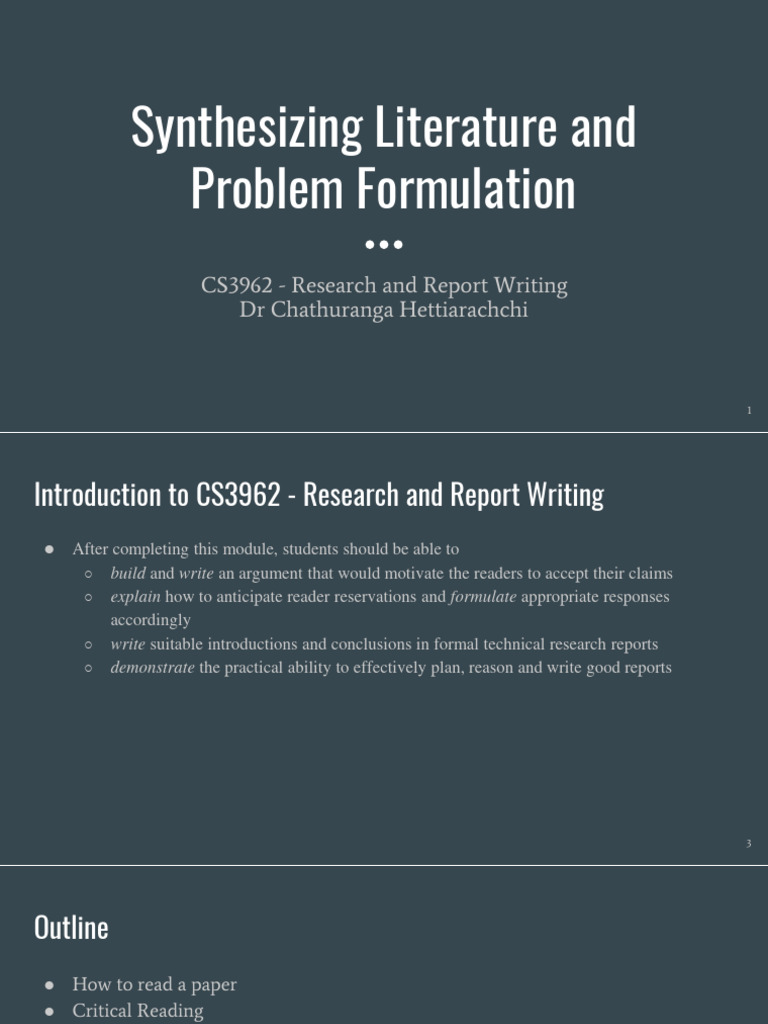 Synthesizing Literature and Problem Formulation | PDF | Methodology ...