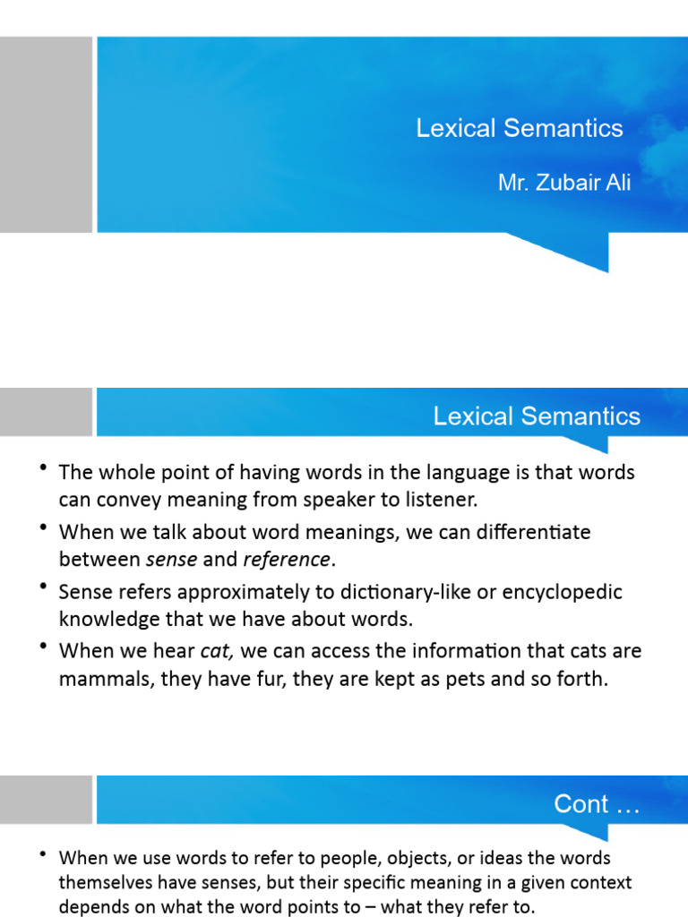 Lexical Semantics | PDF | Priming (Psychology) | Concept