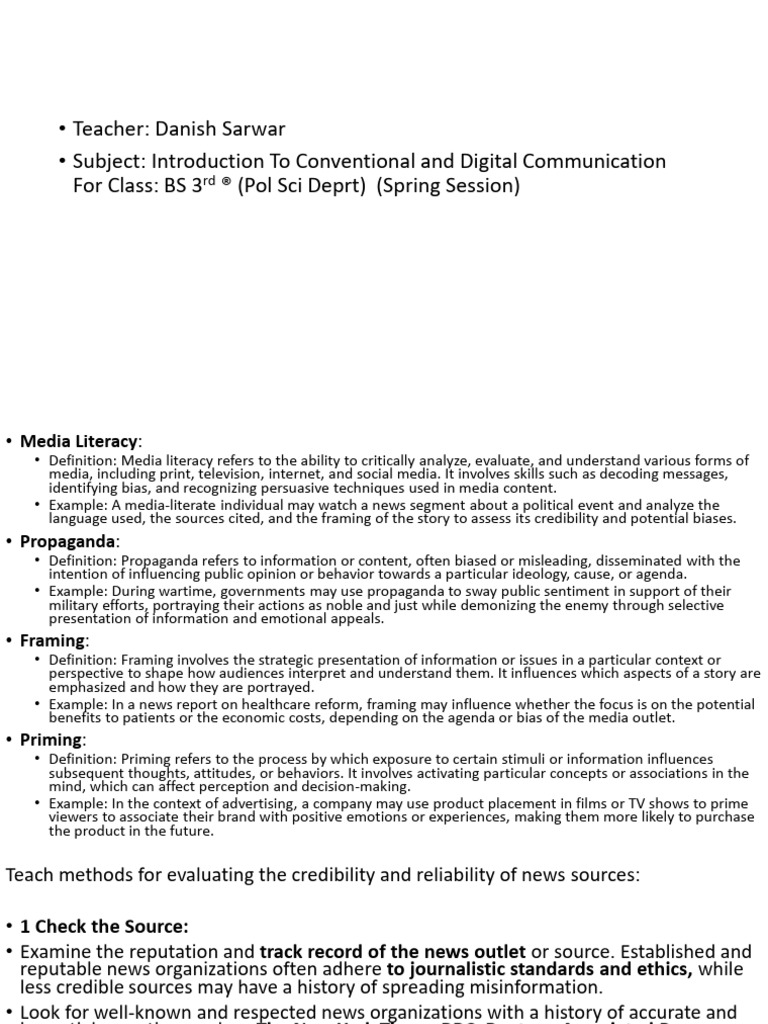 Media Literacy | PDF | Framing (Social Sciences) | Propaganda