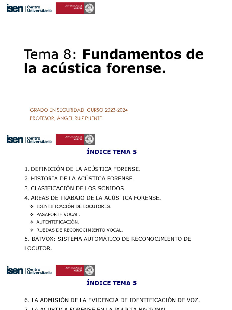 Tema 8 Fundamentos de Acústica Forense. | PDF | Sonido | Ciencia forense