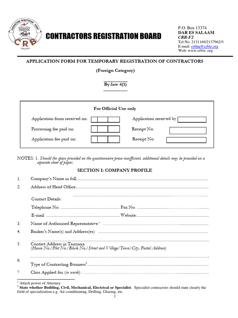 Temporary Contractor Registration Form | PDF | Affidavit | Business