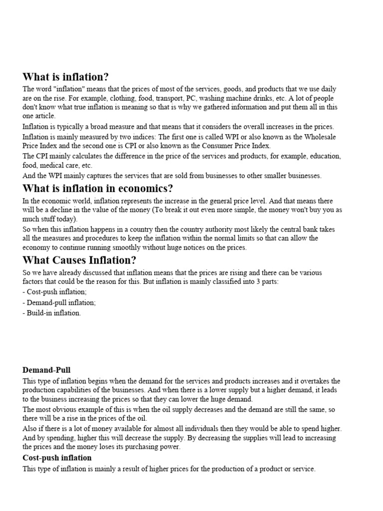 INFLATION | Download Free PDF | Cost Of Living | Inflation
