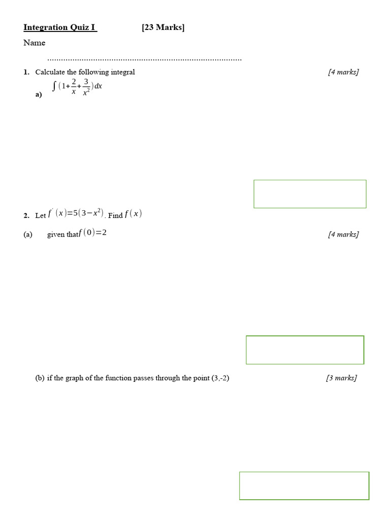 IBSL1 Integration 1 self-QUIZ | PDF
