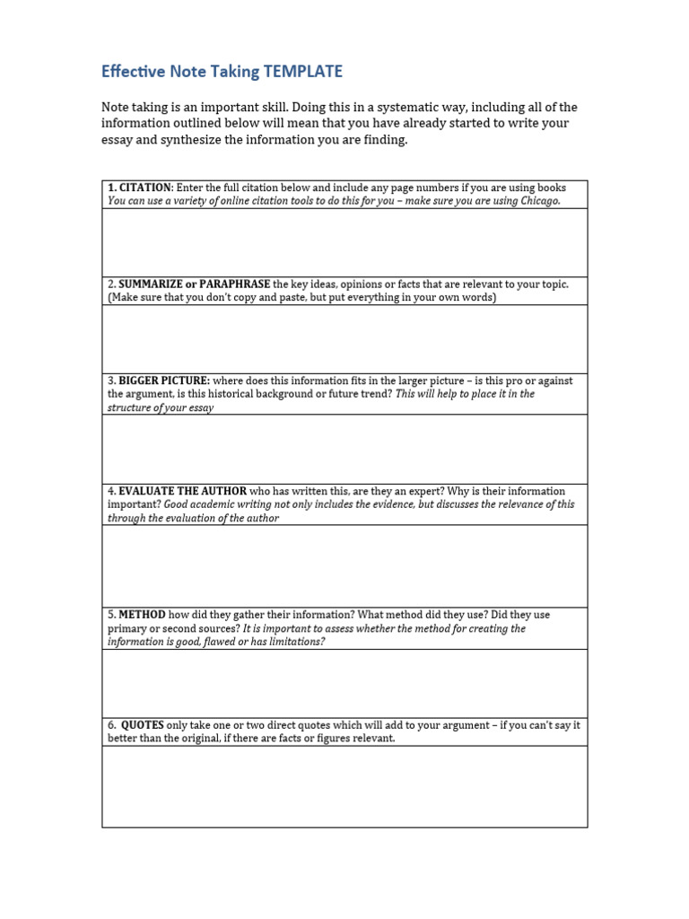 Effective Note Taking | PDF