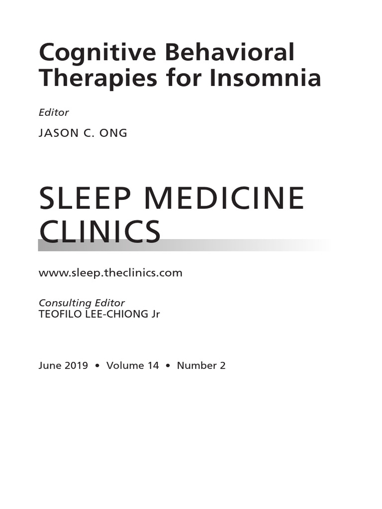 Cognitive Behavioral Therapy for Insomnia | PDF