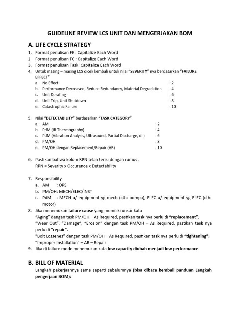 Guideline Review LCS Unit Dan Mengerjakan Bom | PDF