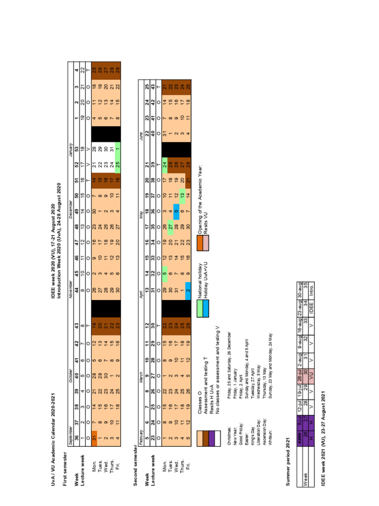 UvA/VU Academic Calendar 2020-2021 | PDF | Liturgical Calendar ...