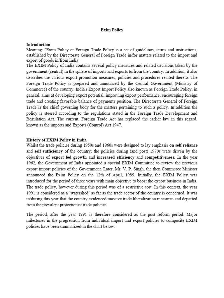 Exim Policy1 | PDF | Exports | Exchange Rate