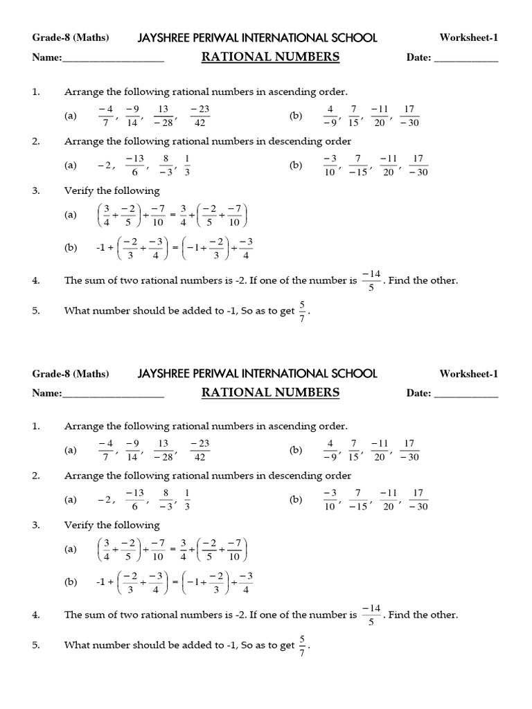 Rational Numbers - 1 | Download Free PDF | Mathematics | Arithmetic
