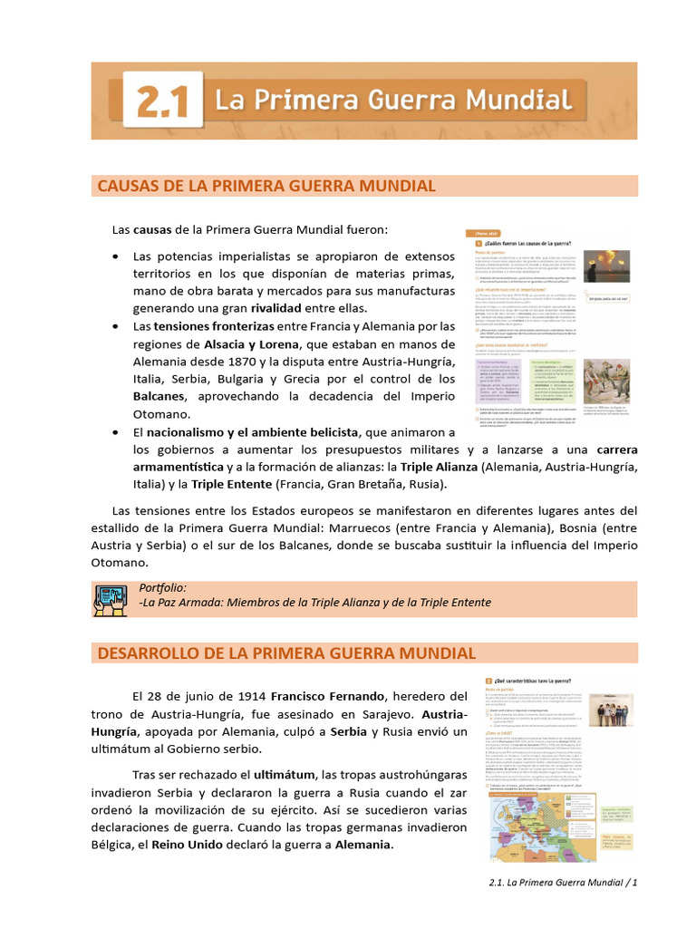 Causas y Consecuencias de la Primera Guerra Mundial | PDF | Primera ...