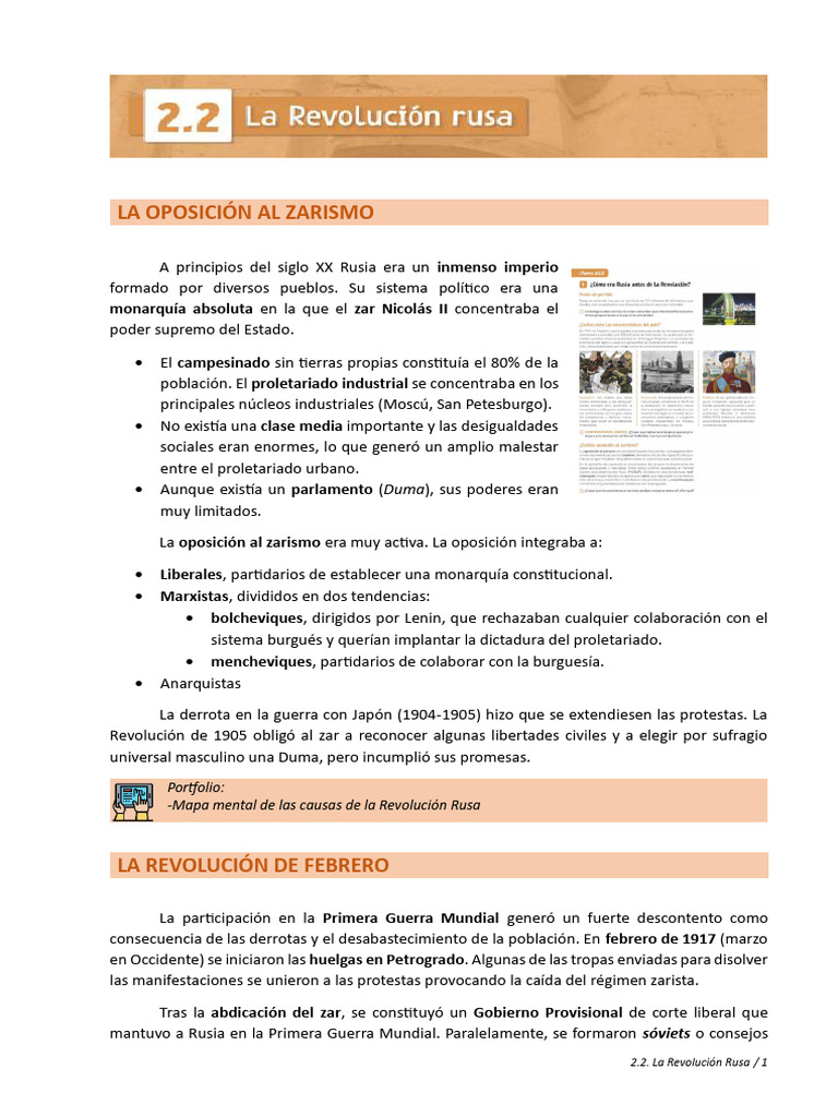 2.2. La Revolución Rusa (Síntesis) | PDF | Bolcheviques | Unión Soviética