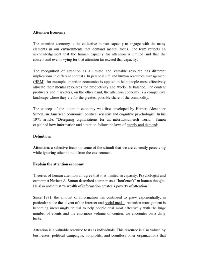 Attention Economy | PDF | Attention | Economics