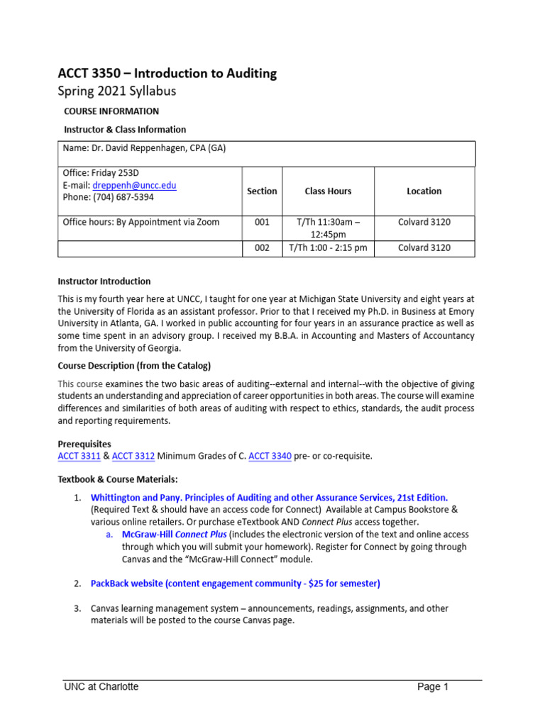 ACCT3350-002 - 202180 - David Reppenhagen | PDF | Audit | Textbook