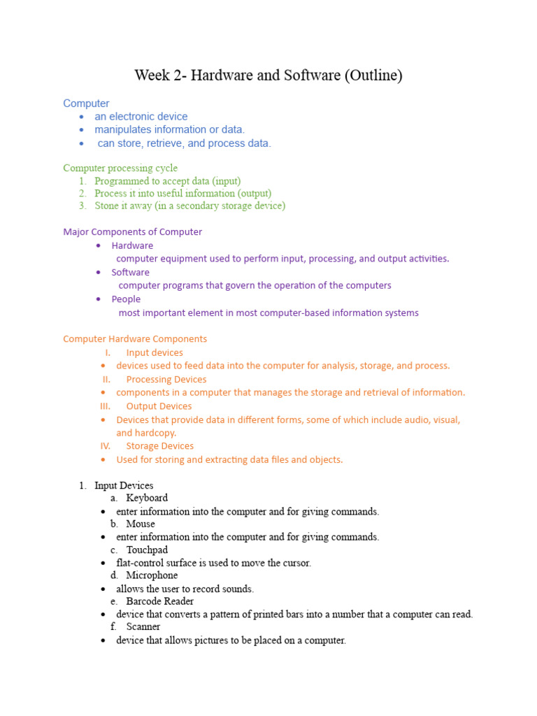 Computer Hardware and Software Overview | PDF | Computer Hardware ...