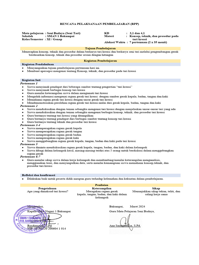 RPP Seni Budaya 2024 | PDF
