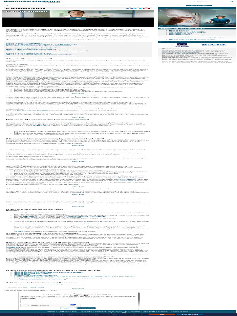 Mammography (Mammogram) | Download Free PDF | Mammography | Breast Cancer