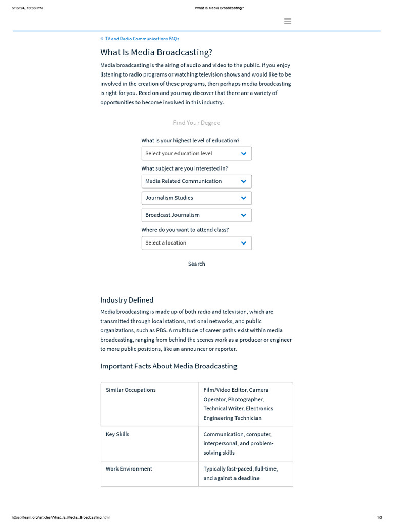 What Is Media Broadcasting | PDF