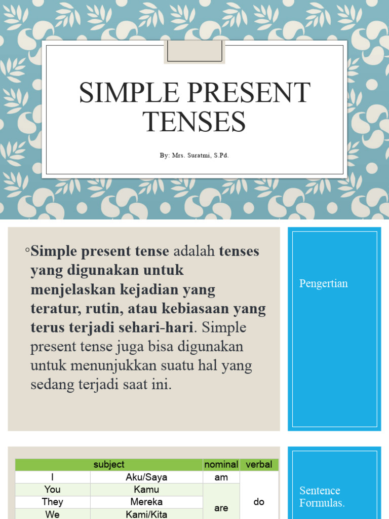 SURATMI CLASSPOINT Simple Present Tenses | PDF | Seni & Disiplin Bahasa
