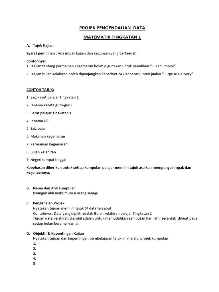 Maklumat Projek Perwakilan Data | PDF
