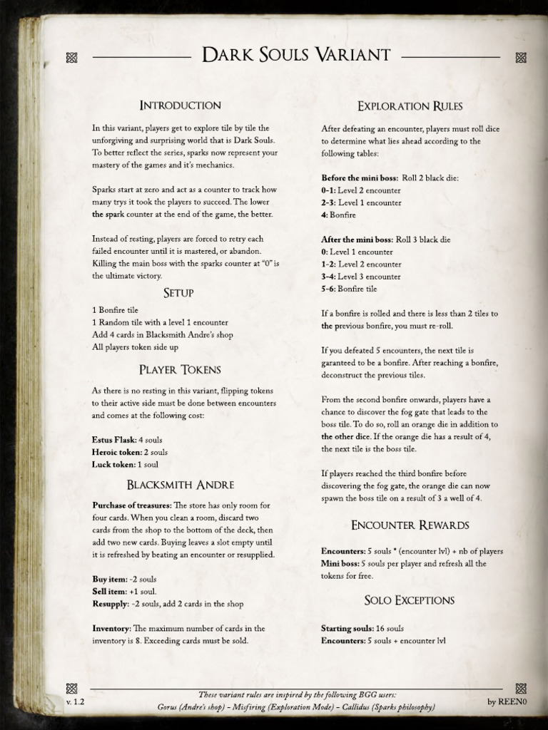 Dark Souls Revised Rules v1-2 | PDF