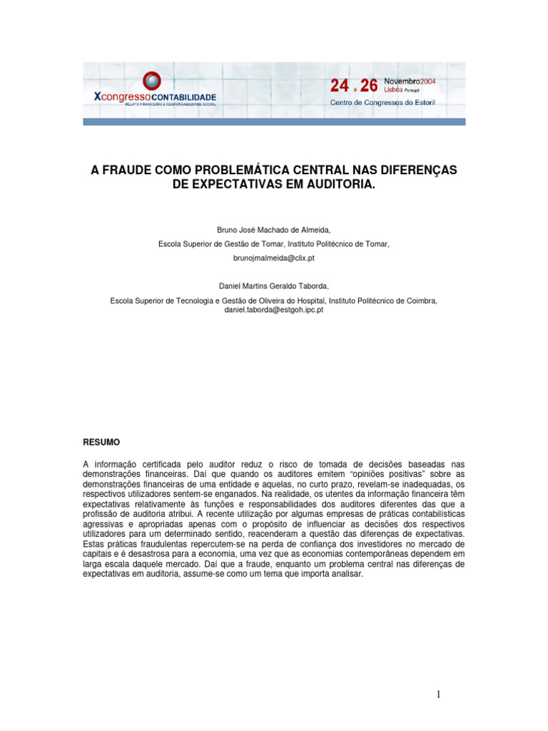 A Fraude Como Problemática Central Nas Difer. Expectat | PDF | Economia ...