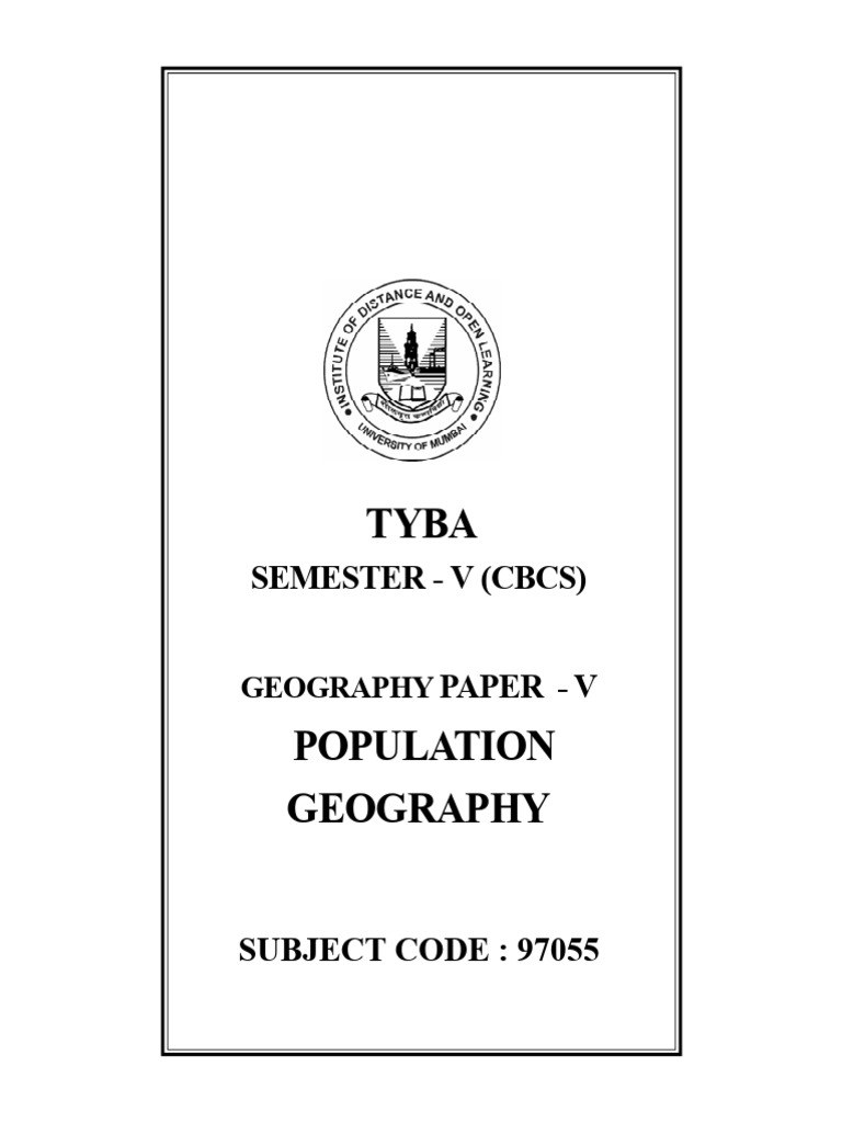 Geography Paper V Population Geography Englsih Version | PDF | Cost Of Living | Demography