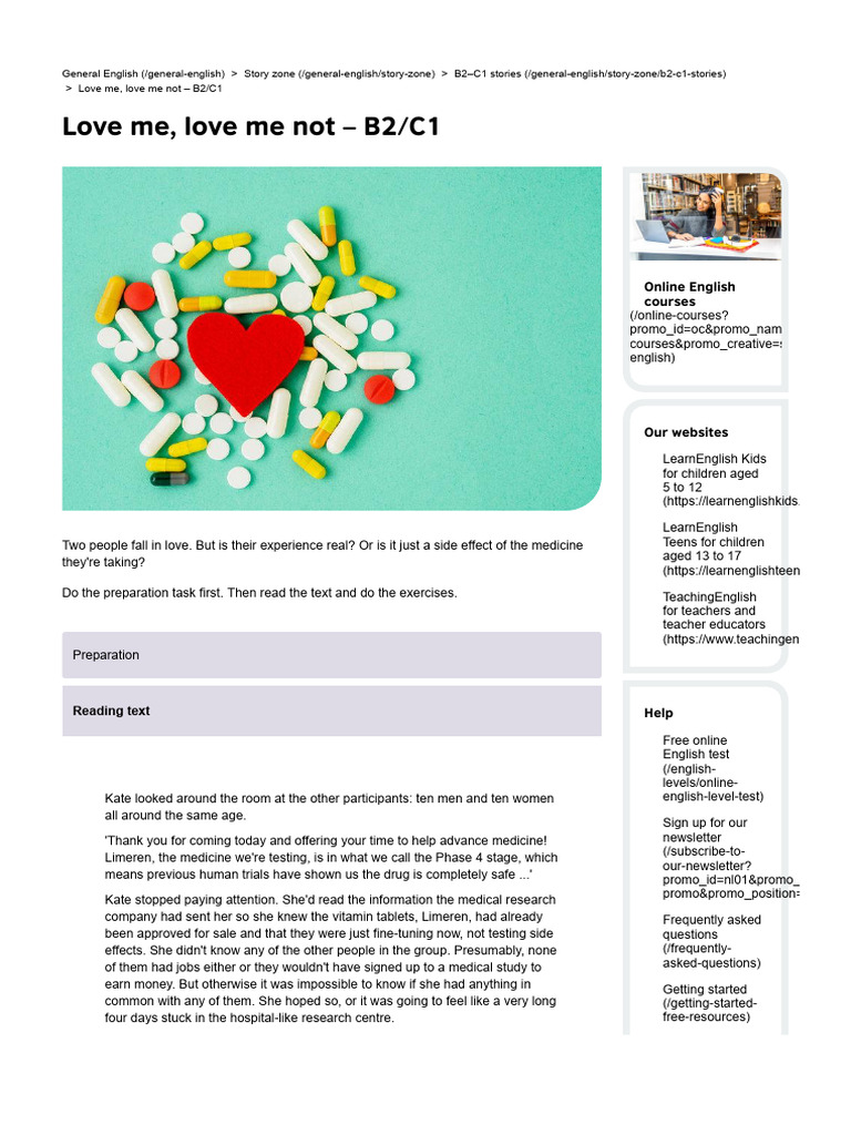 Love Me, Love Me Not: B2/C1 Story | PDF | Educational Technology