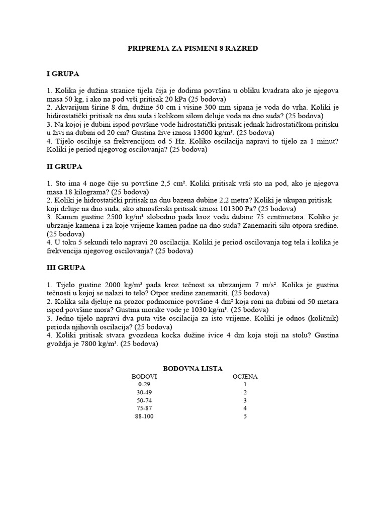 8 Priprema Za Pismeni 8 Razred | PDF