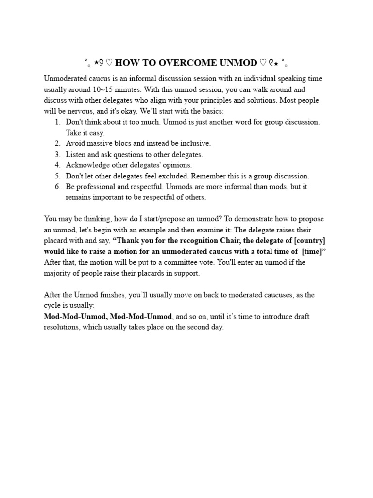 Overcoming Unmod Challenges in MUN | PDF | Career & Growth | Self ...