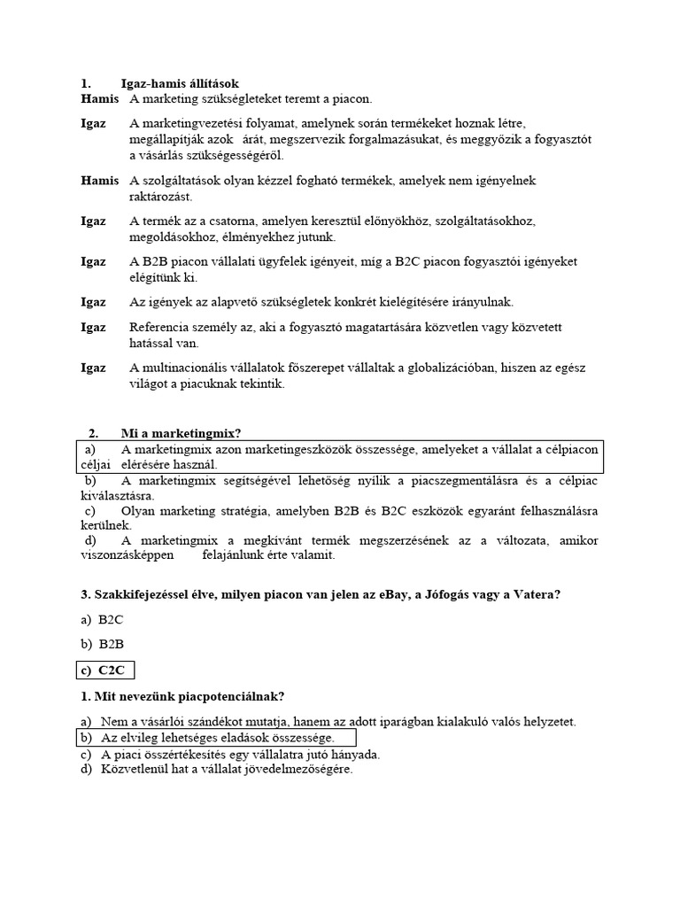 Marketing Vizsga 2 | PDF