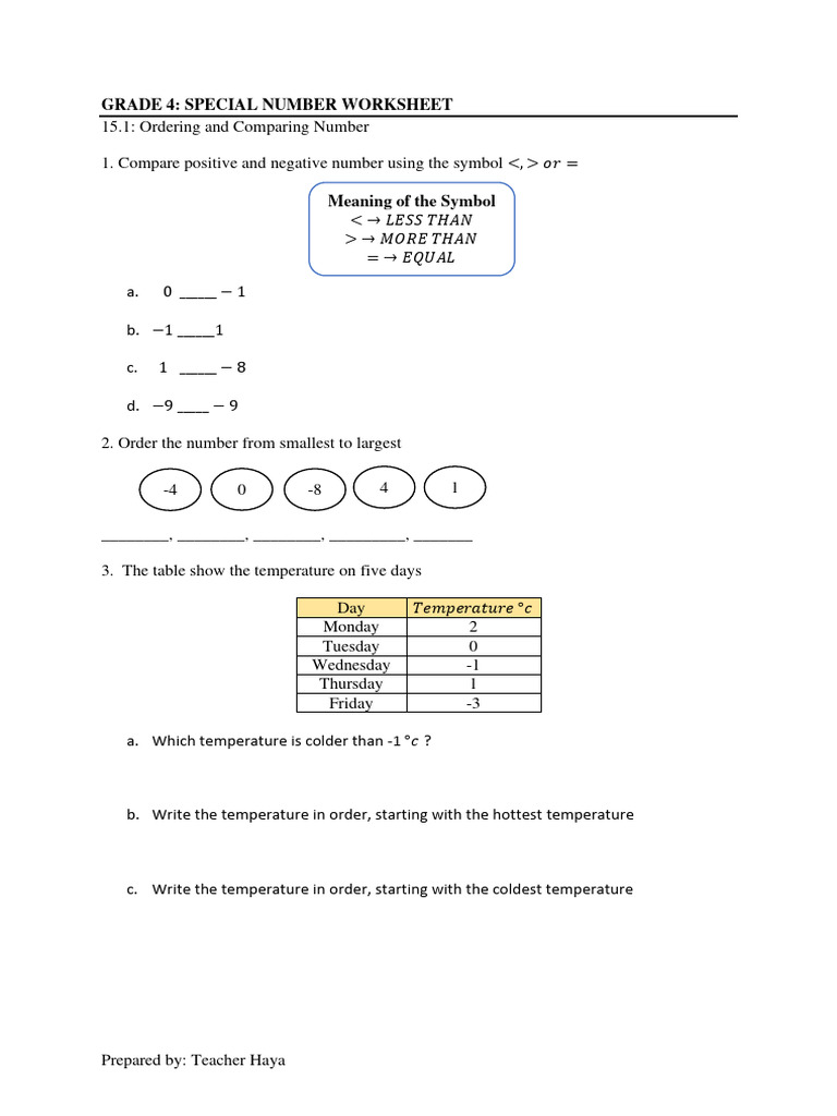 Special Number Worksheet - Grade 4 Cambridge Mathematics | PDF ...