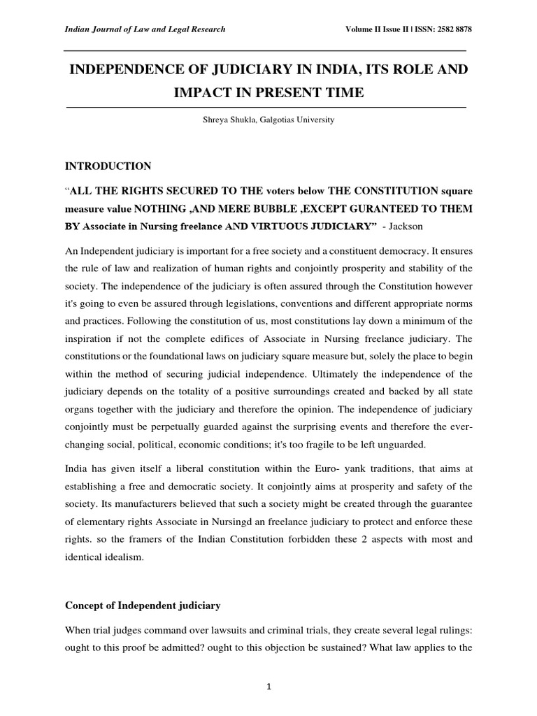 Role of Judiciary Independence in India | PDF | Judge | Elections