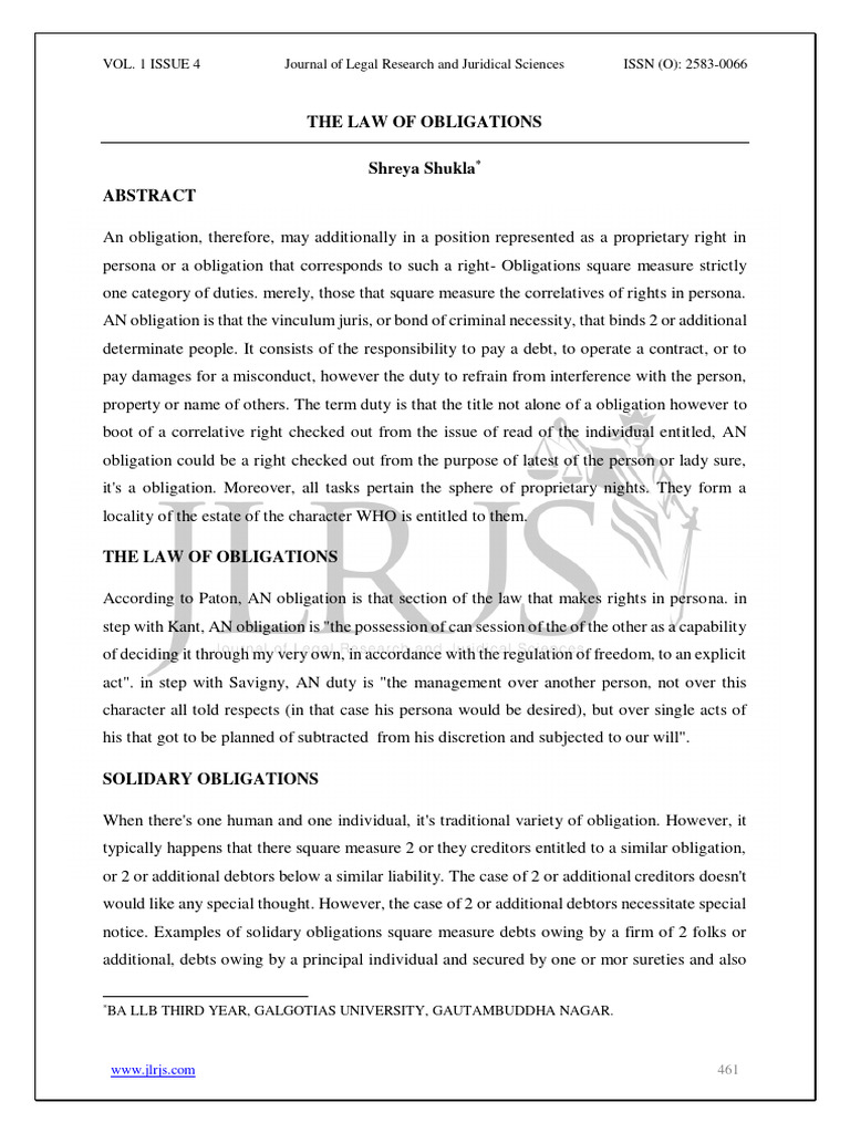 Paper On Law of Obligations | PDF | Private Law | Common Law