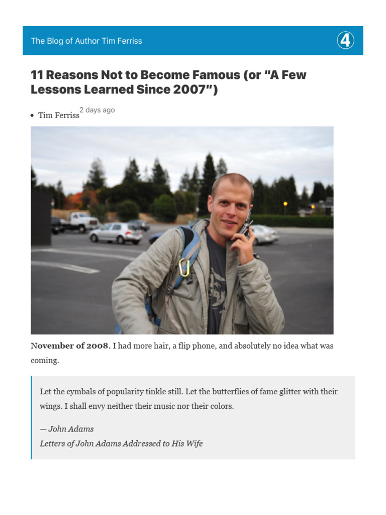 11 Reasons Not To Become Famous (Or "A Few Lessons Learned Since 2007 ...