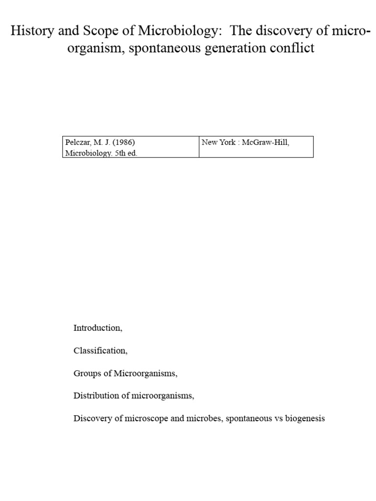 Overview of Microbiology and Its History | PDF | Microorganism ...