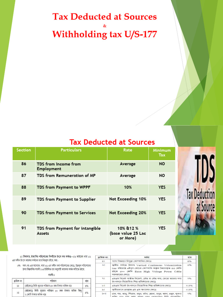 Tax Deducted at Sources & Withholding Tax U - S-177 | PDF | Taxes ...