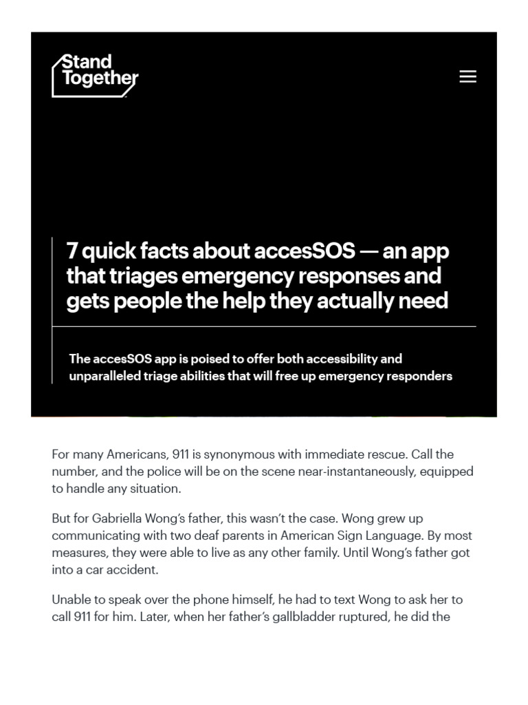 The accesSOS App Makes Emergency Help Accessible With Text To 911 | PDF ...