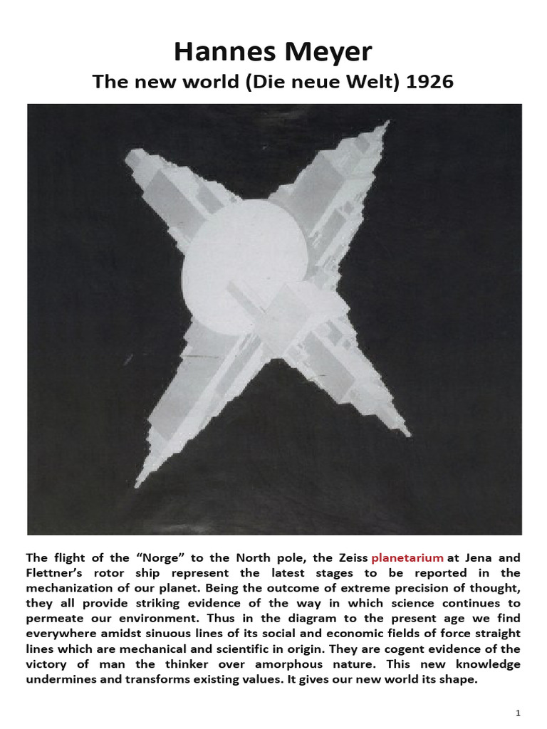 Hannes Meyer, The New World (Die Neue Welt) (1926) | PDF | Building
